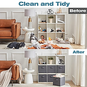 FAYYGYH Foldable Fabric Cube Storage Bins with Handles - Set of 3 Storage Box, Kids Toy Storage Organizer Boxes for Boys, Girls, Nursery Room, Playroom, Closet (Beige)