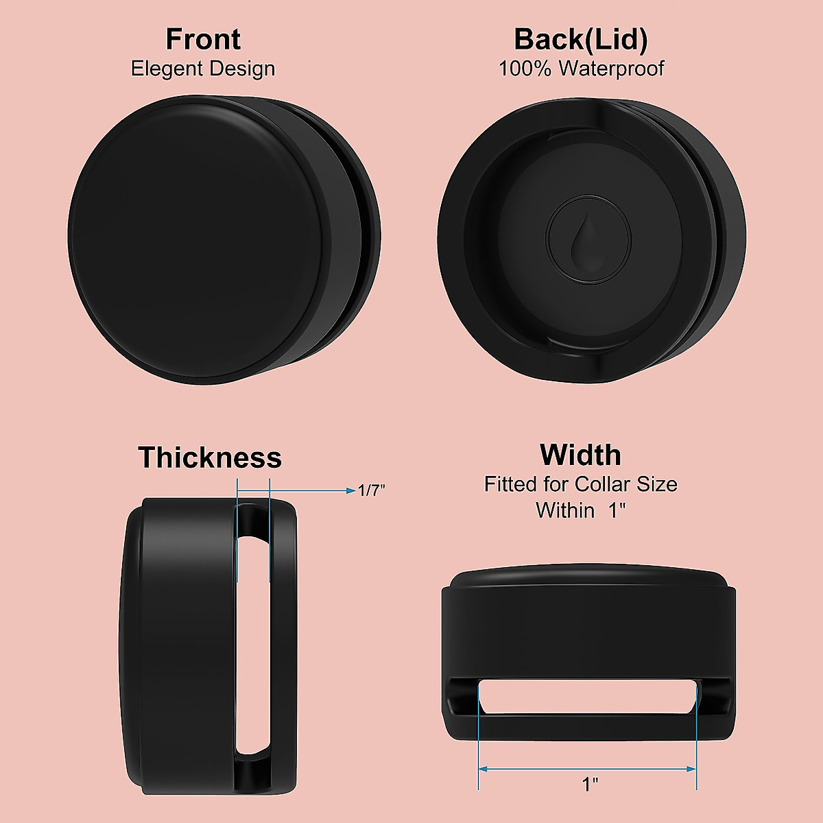 Airtag Dog Collar Holder，2 Pack Waterproof Air Tag Dog Collar Holder for Apple Airtag Suitable for Collar Size Within 1 inch, Airtag Holders for Airtag Dog Collar and Airtag Cat Collar