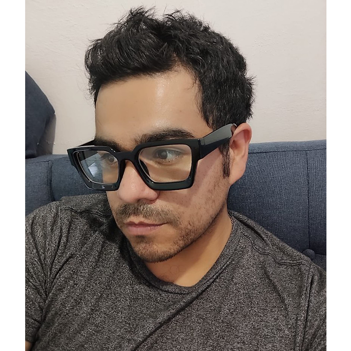 EYLRIM Thick Square Frame Blue Light Glasses for Women Men Non Prescription Computer Eyeglasses(01 Black)