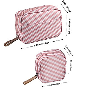DSDFIDn Makeup Bag Lazy Cosmetic Bag Travel Toiletry Bag for Purse Small Makeup Headphone Lipstick Bag with Zipper Waterproof Travel Accessories for Women Pink Stripe