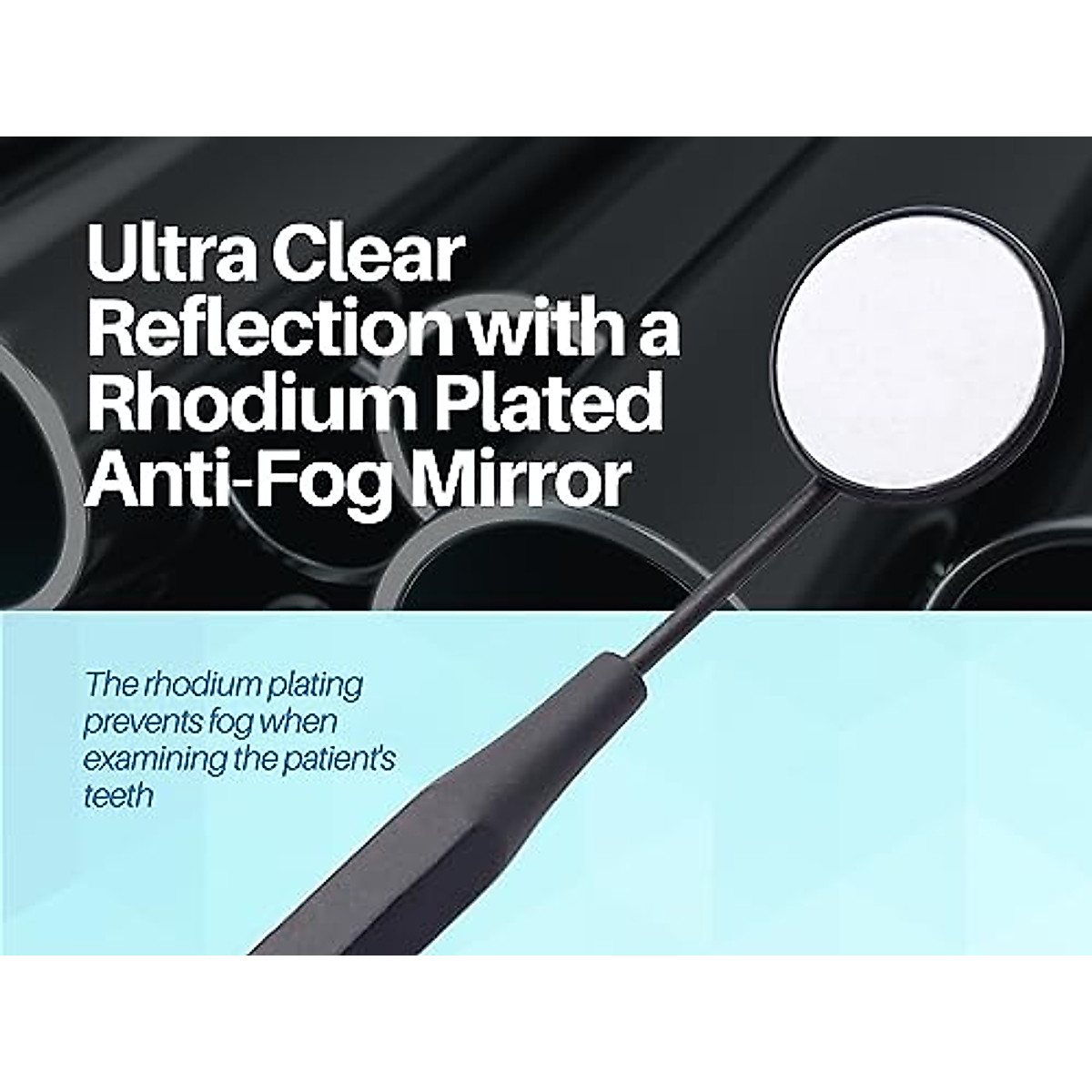 Dental Mirror Stainless Steel Matte Black, Set of 5 Dental Mirrors Front Surface Rhodium Plasma Coated for General and Laser Dentist European Style Threading by ARTMAN Brand