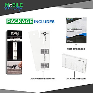 Mobile Pro Shop Turntable Azimuth Cartridge Alignment Protractor Set- Vinyl Record Player VTA Azimuth Ruler + Turntable Phono Cartridge Stylus Alignment Protractor