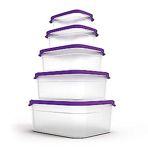 HELSIM Purple 10-Piece Containers Set with Lids for Storage, Lunch, and Meal Prep, Dishwasher & Microwave Safe