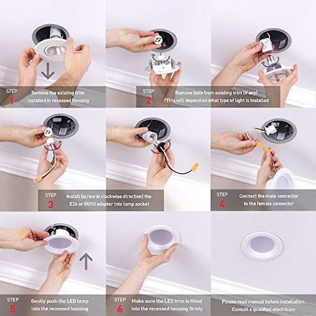 Globe Electric 91152 Retrofit Recessed Lighting, 4", White