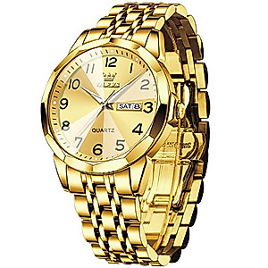 OLEVS Watch for Men Women Unisex Diamond Luxury Dress Analog Quartz Stainless Steel Waterproof Luminous Date Business Casual Wrist Watch