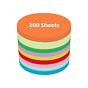 Ezyaid Construction Paper Circles with Assorted 10 Colors, Heavyweight Construction Paper 2.0" Round Shape 200 Sheets for Kids Arts and Crafts, Circular Pre-Cut Cutout for School Crafting Supplies