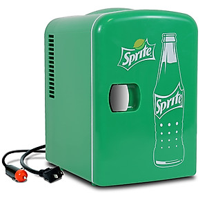 Sprite 4L Mini Fridge 6 Can Portable Cooler Warmer Personal Travel Refrigerator for bedroom skincare room car Office makeup Cosmetics beverage Snacks Lunch Drinks Cords Desk Home Dorm Green