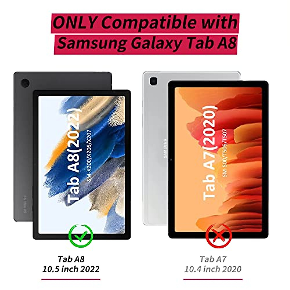 BFSEROBJ for Samsung Galaxy Tab A8 Case 360 Rotating Degree Stand Lightweight Protective Smart Cover with Auto Wake/Sleep Case for Samsung Galaxy Tab A8 10.5 inch 2022 - Pink Galaxy