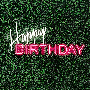 Raaxola Neon LED Color Matching Happy birthday Signs USB Powered Acrylic Light For Wall Decor Teen Child Party Suprise Celebration Bedroom Living Room Bar Mitzvah Gift Prom(18.1 inch x15 inches )