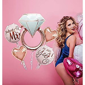 Gifloon Ring Balloon for Bachelorette Engagement Wedding Bridal Shower Diamond Party Decorations Supplies, Rose Gold