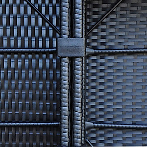 MCombo Outdoor Patio Black Wicker Furniture Sectional Set Resin Rattan Chair Conversation Sofas with Cushion Covers 6085-1008 (Red)