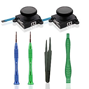 Replacement Joy Stick Compatible with Switch lite, Joystick Replacement Compatible with Switch lite and Repair Tool Kit for Switch lite - 2 Pack (Black)