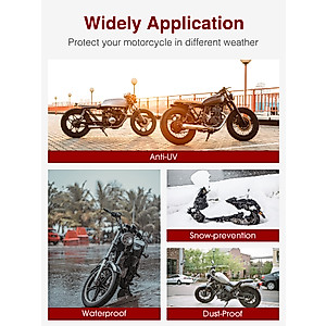 Puroma Motorcycle Cover, 105'' XXX-Large Heavy Duty Motorcycle Cover Waterproof Outdoor Indoor Scooter Shelter Protection with 4 Reflective Strips for Harley Davidson, Honda, Suzuki, Kawasaki, Yamaha