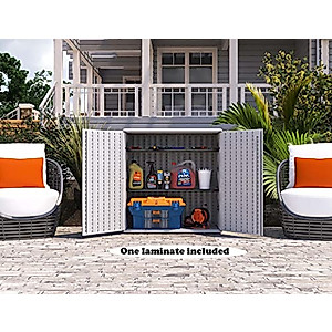 ADDOK 60-Gallon Storage Cabinet Light Weight Resin Indoor/Outdoor Storage Unit for Patio, Garden, Veranda with 1 Laminate Shelves (Ivory White)