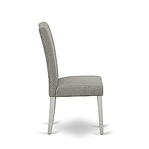 East West Furniture X027EN206-9 9-Piece Dinette Set - a Beautiful Modern Dining Table - 8 Lovely Parson Dining Chairs Nail Heads and High Back (Linen White Finish)