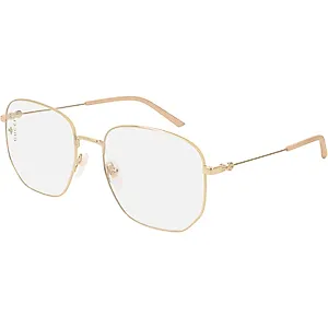 Gucci GG 0396S 001 Gold Metal Square Sunglasses Transparent Lens, 56-18-140