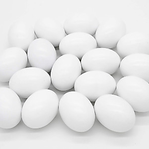 18 Pcs Easter Egg, White Wooden Eggs, Life Size Plain Decorating Eggs for Kids Easter DIY Paint Your Own Egg Decor, Easter Craft, Easter Eggs Hunt, Easter Basket Stuffers, School Activities Supplies