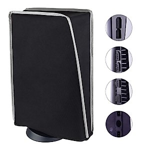 PlayVital Dust Cover Dust Plug Set for ps5 Digital Edition & Disc Edition - Light Gray Trim
