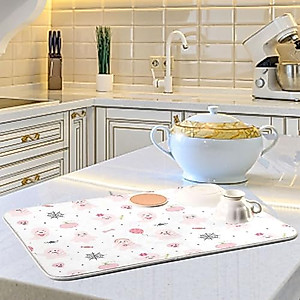 Cute Pink Ghosts Webs Pumpkins Spiders Skulls Drying Dish Mat Dish Mat Drying 18 X 24 Dish Drainer Mat For Kitchen Counter Dry Matt Air Fryer Heat Resistant Mat Dish Drying Mat Xl Microfiber