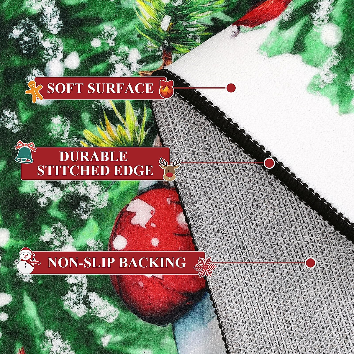 SHACOS Christmas Doormat Washable Non-Slip Christmas Red and Black Plaid and Snowman Doormats, Winter Xmas Tree Low Profile Entrance Floor Mat Merry Christmas Decorations for Home, 32"x48"