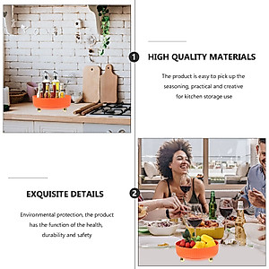 Hemoton Turntable Spice Rack Lazy Susan Organizer Spinning Spice Storage Bins Rotating Fruits Tabletop Stand for Kitchen Cabinets Pantry Refrigerator Countertop Orange