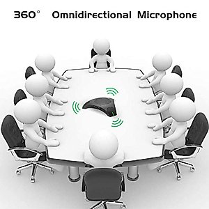 Conference Microphone Omnidirectional USB Speakerphone Microphone for 8-10 People Business Conference,360° Omnidirectional Microphone Intelligent DSP Noise Reduction for Video Meeting (Gray)