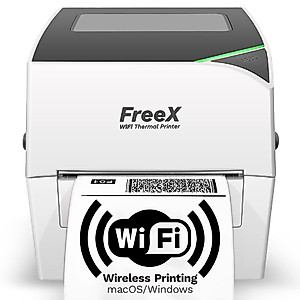 FreeX WiFi SuperRoll Thermal Printer for 4x6 Shipping Labels | White, Wireless Shipping Labels Printer | Works with Zebra, Brother, Dymo Labelwriter 4XL, Rollo, Munbyn, MFlabel, Comer, Polono Labels