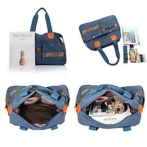 Women's Canvas Vintage Shoulder Bag Hobo Daily Purse Large Tote Shopper Handbag boho crossbody bag Medium Large (#68 navy blue)