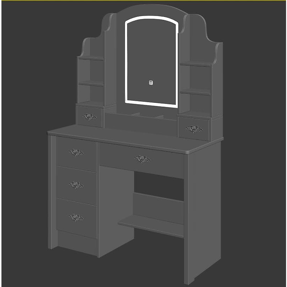 BJYXO Vanity Desk with Lighted Mirror with 3 Color Light Options Adjustable Brightness, Makeup Vanity Table 6 Storage Shelves, 6 Large Drawers, Vanity Set for Girls Women