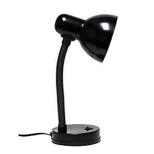 Simple Designs LD1003-BLK Basic Metal Flexible Hose Neck Desk Lamp, Black