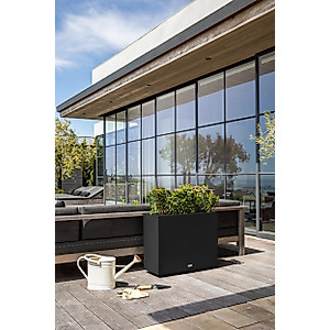 Veradek Block Series Span Plastic Planter - Tall Rectangular Planter for Indoor or Outdoor Patio/Porch | Durable All-Weather with Removable Insert Bucket | Modern Design for Plants, Flowers, Garden