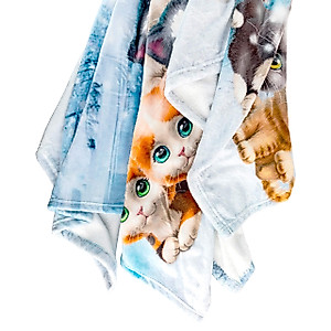 Cat Throw Blanket, Adorable Extra-Large Kitty Cat Blanket for Adults, Kids, Boys, Girls, and Kittens, Fleece Cat Blanket (50in x 60in) Warm, Cozy, and Plush Throw for Bed, Couch, and Sofa