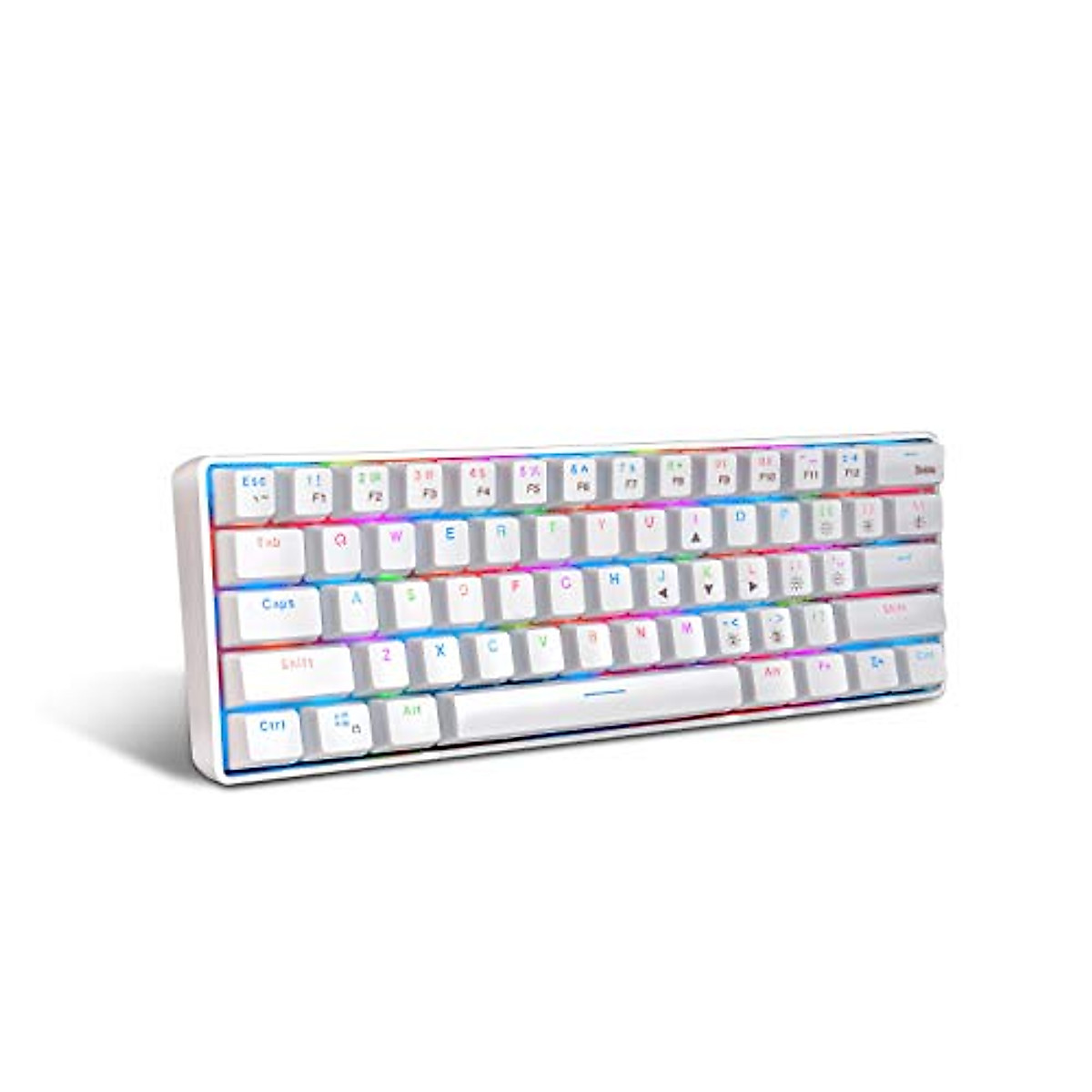 DGG YK600 RGB Wired and Wireless Dual Mode 60% Compact Mechanical Keyboard,61 Keys Mini Gaming Office Blue Switches Keyboard with 1850mA Rechargeable Battery for Windows/MacOS/Android System, Black