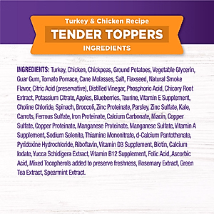 Wellness Tender Toppers (Previously Bowl Boosters), Grain-Free Natural Dog Food Toppers or Mixers, Made with Real Meat (Turkey & Chicken, 2-Pound Bag)