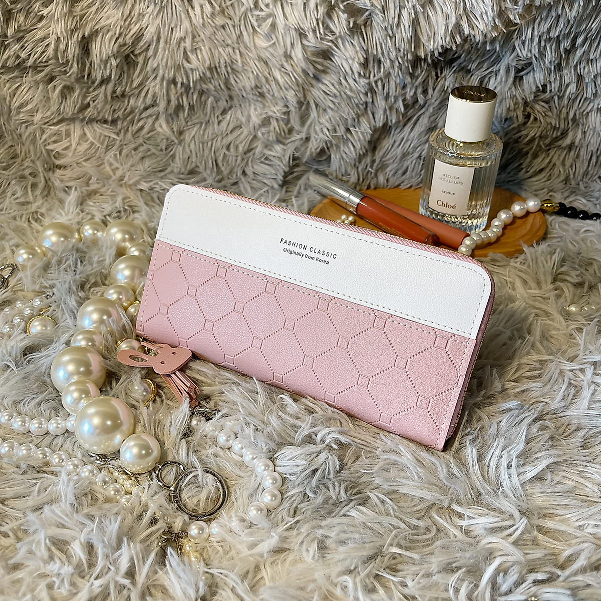 LCLWIN RFID Wallets for Women PU Leather Multi Credit Card Large Capacity Zip Around Clutch Travel Purse, 3.8 women's Day gifts…, Pink