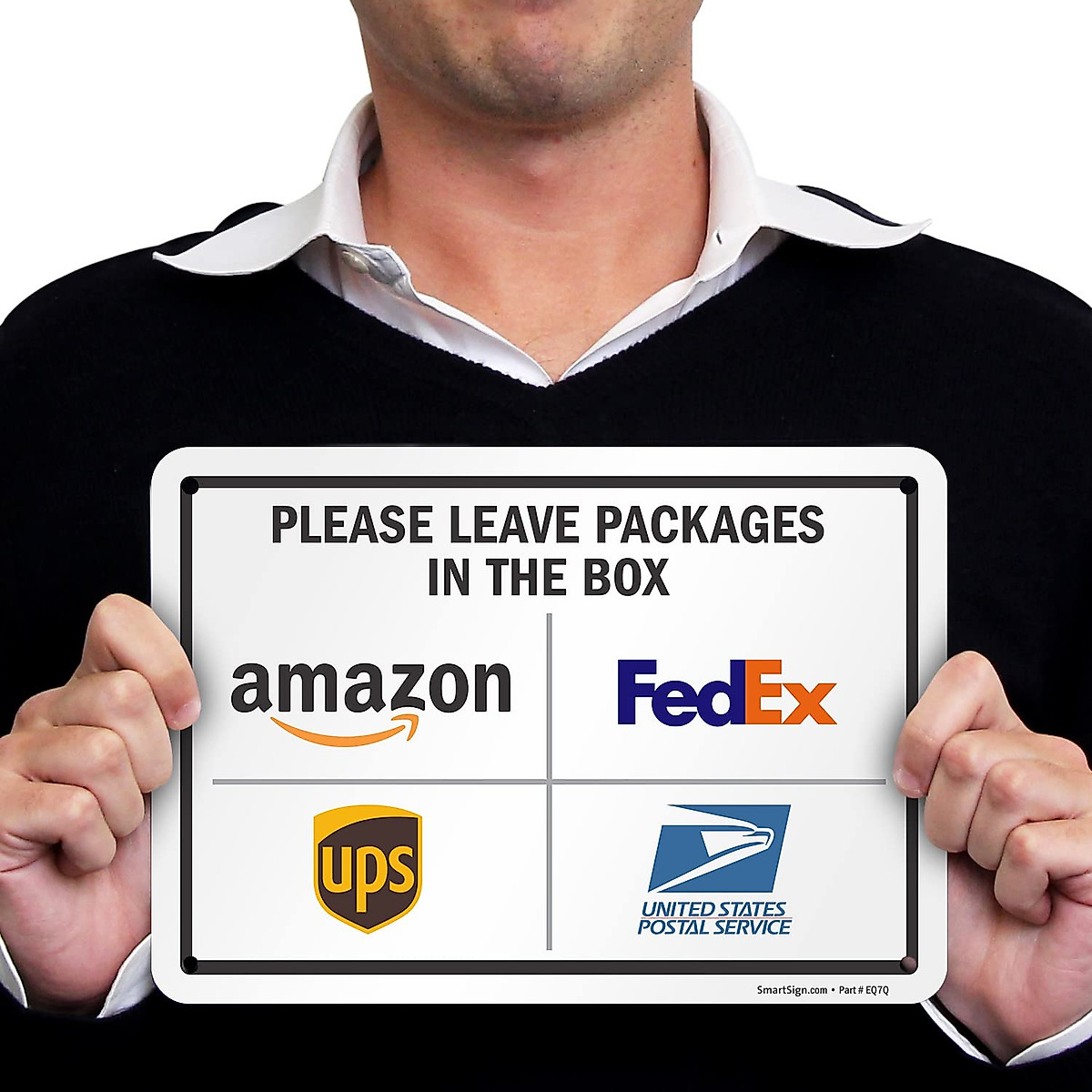 SmartSign 7 x 10 inch “Please Leave Packages In The Box - Amazon, FedEx, UPS, USPS” Delivery Instructions Metal Sign, 40 mil Laminated Rustproof Aluminum, Multicolor