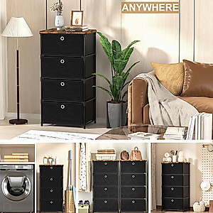 LUKYTOWER Fabric Storage Drawers Dresser and Chest of Drawers, Small Dresser with Drawers Unit, Sturdy 4 Drawer Dresser for Closet, Fabric Storage Bin Organizer