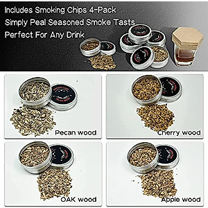 Cocktail Smoker Kit Drink Whiskey Smoker Infuser Kit with Wood Chips,Old Fashioned Smoker Kit for Cocktail, Wine, Whiskey and Bourbon(Gift for Whiskey Lover, Dad, Husband)