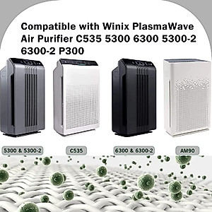 115115 Size 21 True HEPA Replacement Filter A Compatible with Winix C535, Winix PlasmaWave 5300, 6300, 5300-2, 6300-2, P300, AM90, 4 Pack True HEPA Filter Only