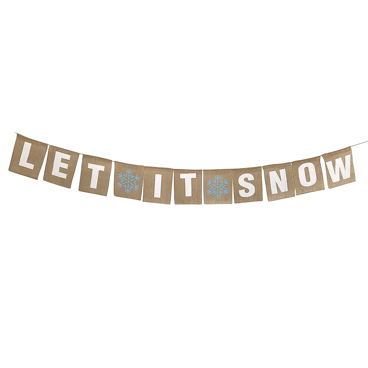 Let It Snow Christmas Banner - Ready to Hang Holiday Decor - Festive Burlap Seasonal Winter Decoration - Frozen Theme Party Decorations - Rustic Snowflake Bunting Garland by Jolly Jon