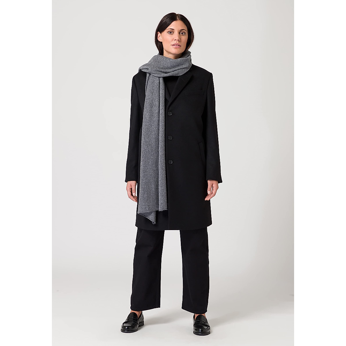 Style Republic Women’s Knitted Scarf, 100% Pure Cashmere, Beautiful European Design (Grey)