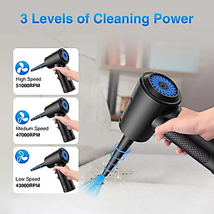 AMESEDAK Compressed Air Duster, Cordless & Rechargeable Air Duster, 51000RPM Electric Air Blower for PC, Keyboard Electronics Cleaning, 6000mAh 10W Fast Charging