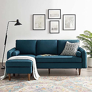 Modway Revive Right Or Left Sectional Modern Upholstered Fabric Sofa Couch, Azure