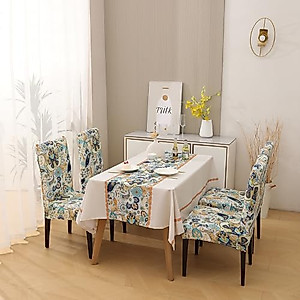 HAOYONG Tablecloth Chair Cover Set 5 Pieces Table Cloth Dining Chair Slipcovers Waterproof Oil Proof Cotton And Hemp Tablecloth Table Cover Decoration for Kitchen Dinning Room - 55*70Inch Table Cover