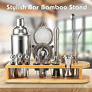 Semderm Cocktail Shaker Set Mixology Bartender Kit with Bamboo Stand | 26-Piece Cocktail Kit Bar Set with All Essential Bar Tools | Perfect Cocktail Set and Bar Kit for Drink Mixing Experience