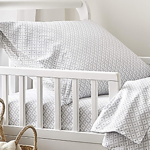 Levtex Baby Kids Little Man Grey, White, Deer, 5 Piece Toddler Bedding Set - Kids Bedding- Reversible Quilt, Fitted Sheet, Flat Sheet, Pillowcase, Decorative Pillow