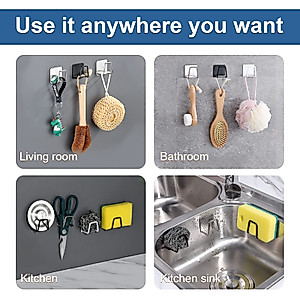 Eksinzenith 2Pcs Sponge Holder for Kitchen Sink, Strong Adhesive Sponge Holder for Sink Counter, Dish Sponge and Brush Organization Holder, Premium SUS304 Stainless Steel Rust Proof Waterproof-Black