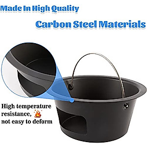 KAMaster Carbon Steel Ash Can with Handle for Kamado Classic Joe,Ash Pot Must Have for Kamado Accessories Charcoal Basket Folding Handle Ash Collector for Grill Classic Series and Other Similar Size