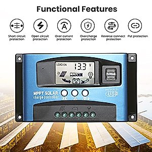 SUNYIMA 60A MPPT Solar Charge Controller with LCD Display Dual USB Multiple Load Control Modes,New Mppt Technical Maximum Charging Current (60A)