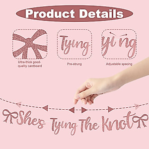 She's Tying The Knot Banner, Engagement Party Decorations Floral Bridal Shower Decor Gold Paper Sign for Bridal Wedding Party